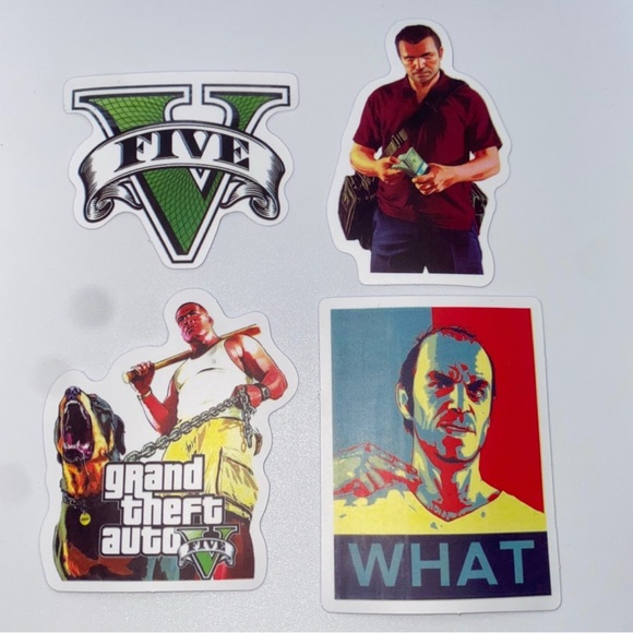 GTA | Art | 4x Lot Of Gta 5 Animated Series Exclusive Stickers 5 Inches ...